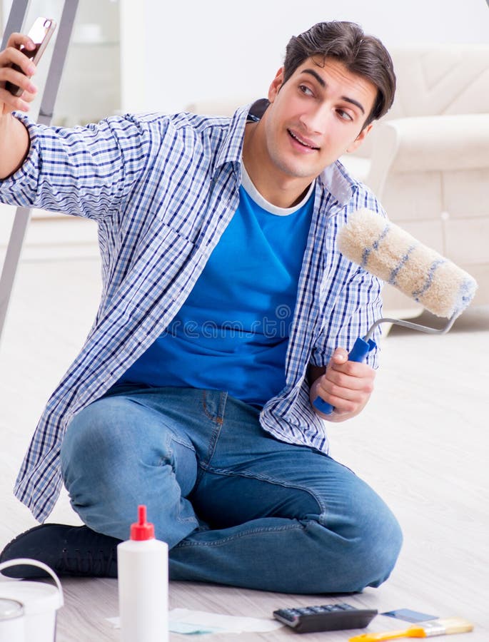 Young Man Overspending His Budget in Refurbishment Project Stock Photo ...