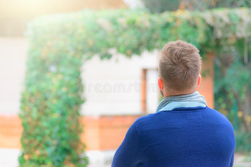 Young Man in Park Looking into Infinity Stock Photo - Image of observe ...