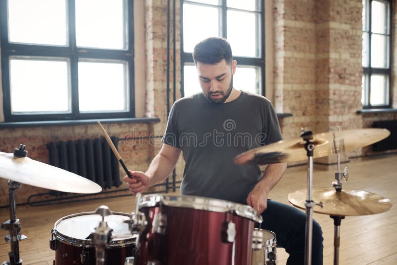 Young Man Performing on Drums Stock Photo - Image of skill, cymbal ...
