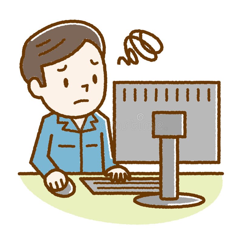 Young Man with a Personal Computer and a Troubled Look Stock Vector ...