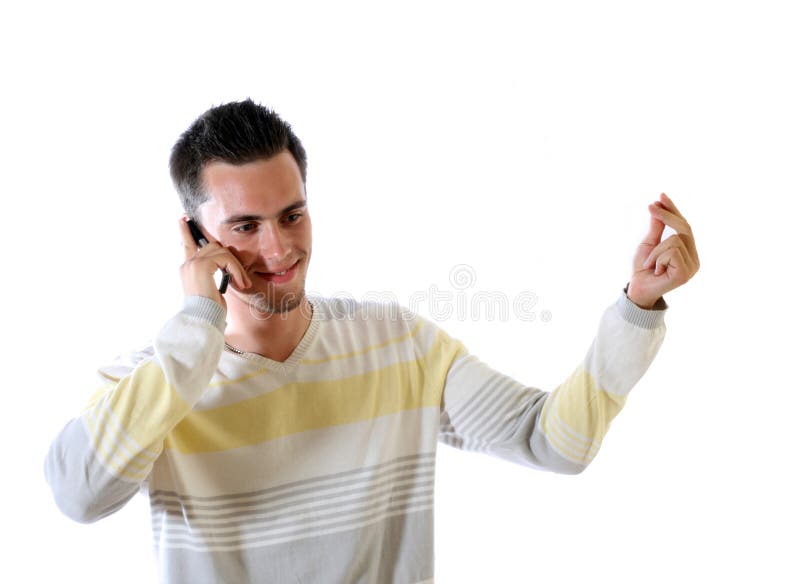 Man Talking on Cell Phone and Wishing Goodluck Stock Photo - Image of ...