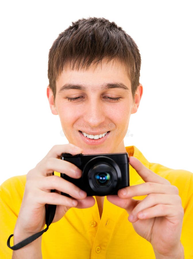 Young Man with a Photo Camera Stock Photo - Image of smile, adult ...