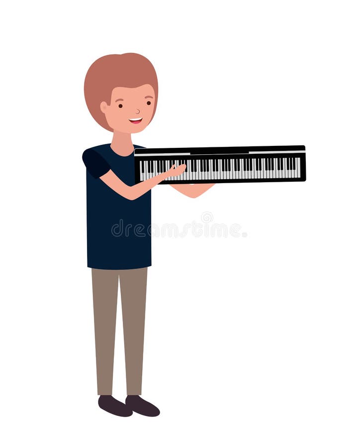 Young Man with Piano Keyboard Character Stock Vector - Illustration of ...