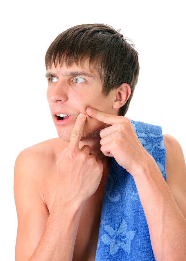 Young Man with the Pimple stock photo. Image of displeased - 63785290