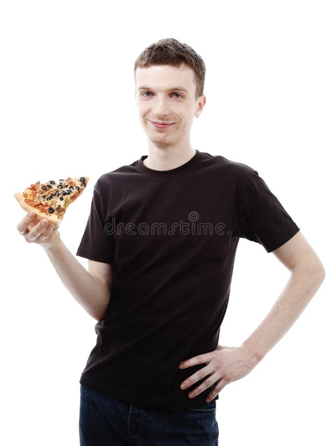 Young man with pizza stock photo. Image of gourmet, delicious - 13892640