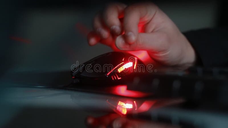 Young Man Play Game Using Mouse. Closeup. Stock Footage - Video of ...