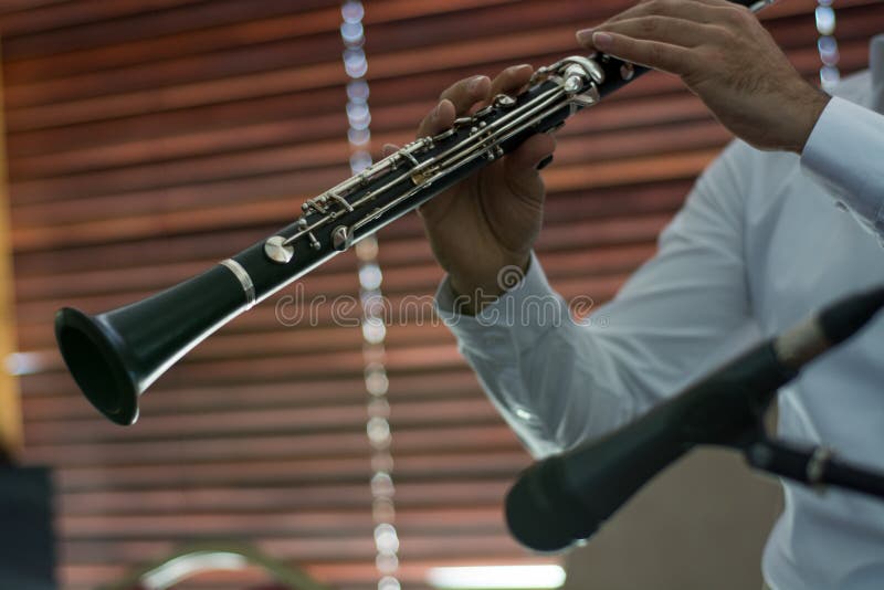 Man playing the clarinet stock image. Image of hand - 115524117