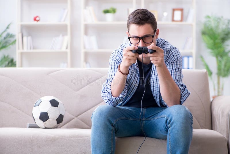 The Young Man Playing Computer Games at Home Stock Photo - Image of ...
