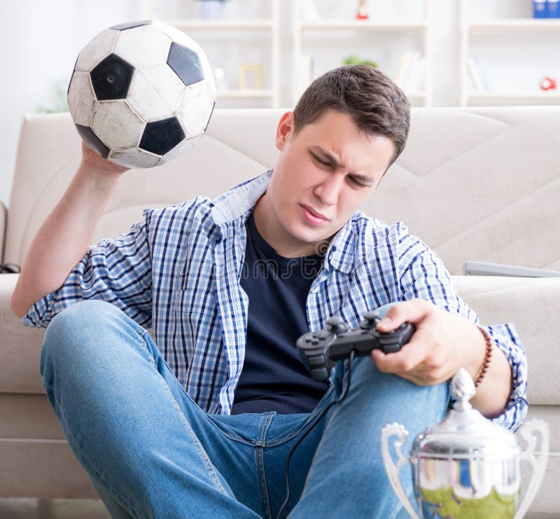Young Man Playing Computer Games at Home Stock Image - Image of game ...