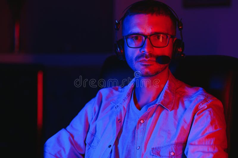 Young Man Playing Computer Games on Line Stock Image - Image of ...