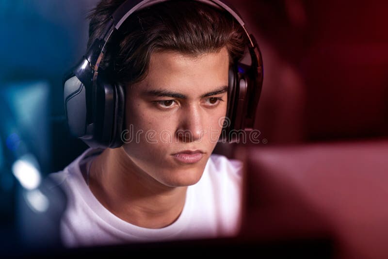 Only the Mentally Strongest Survive. a Young Man Playing Computer Games ...