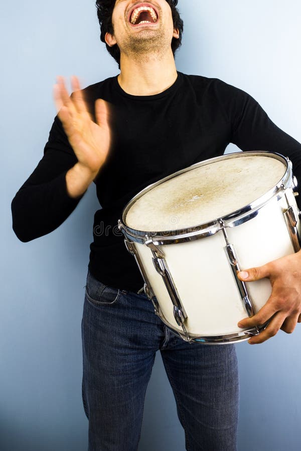 Young man playing drum stock photo. Image of hair, american - 31163512