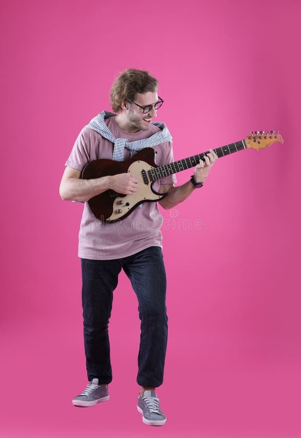 Young Man Playing Electric Guitar Stock Photo - Image of lifestyle ...