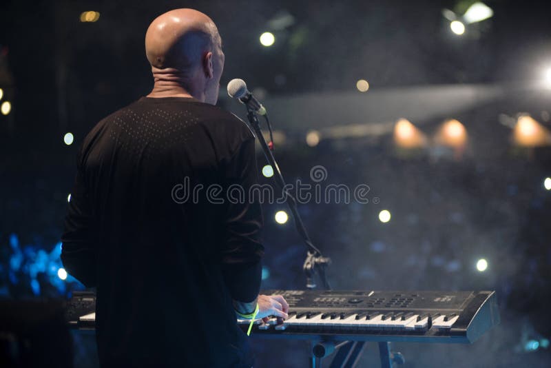 Playing the Keyboard on the Stage at Mocosik Yogyakarta Editorial Stock ...