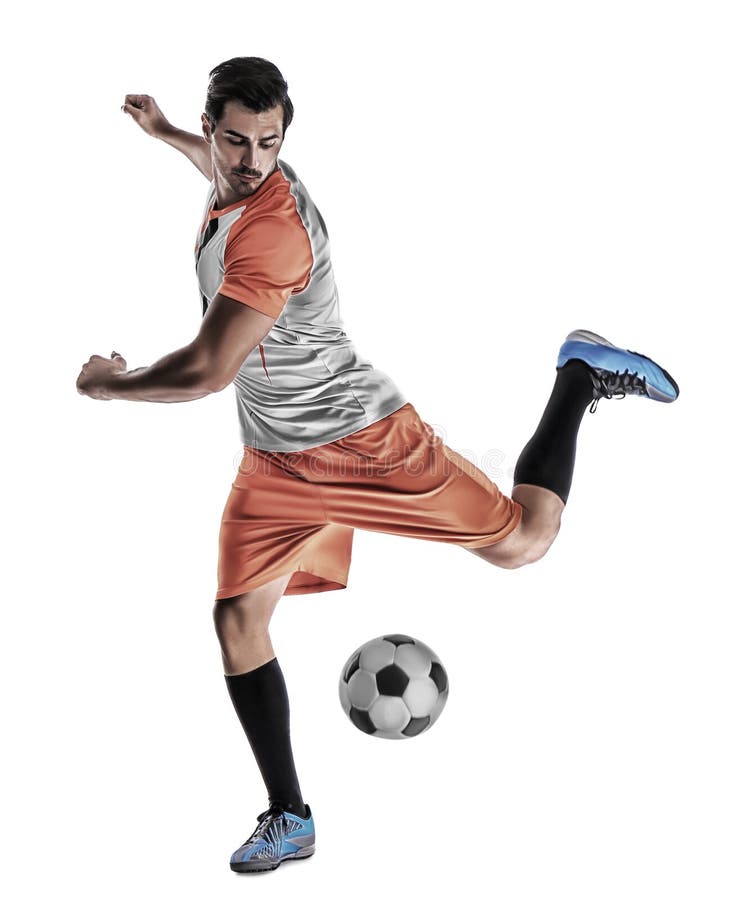 Young Man Playing Football on Background Stock Image - Image of foot ...