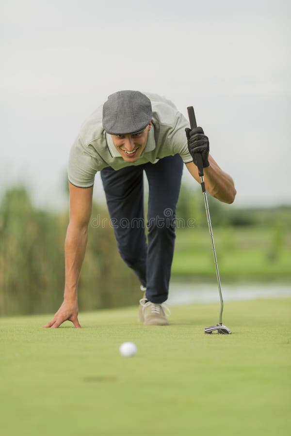 Young man playing golf stock image. Image of caucasian - 43791483