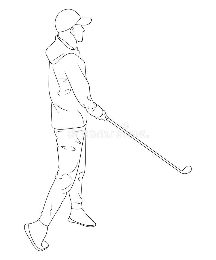 Young Man Playing Golf Sketch Vector Illustration Stock Vector ...