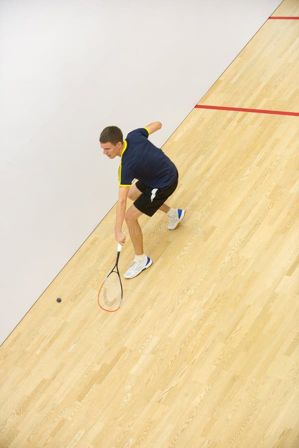 Young Man Playing Match of Squash Stock Image - Image of hobby ...