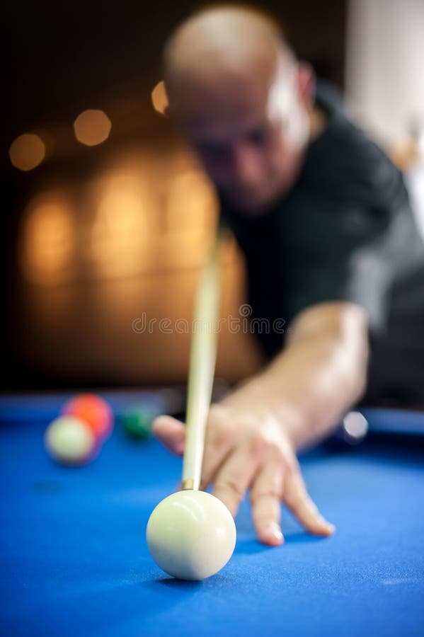 Young Man Playing Pool Game in Pub Stock Photo - Image of hall, hobby ...