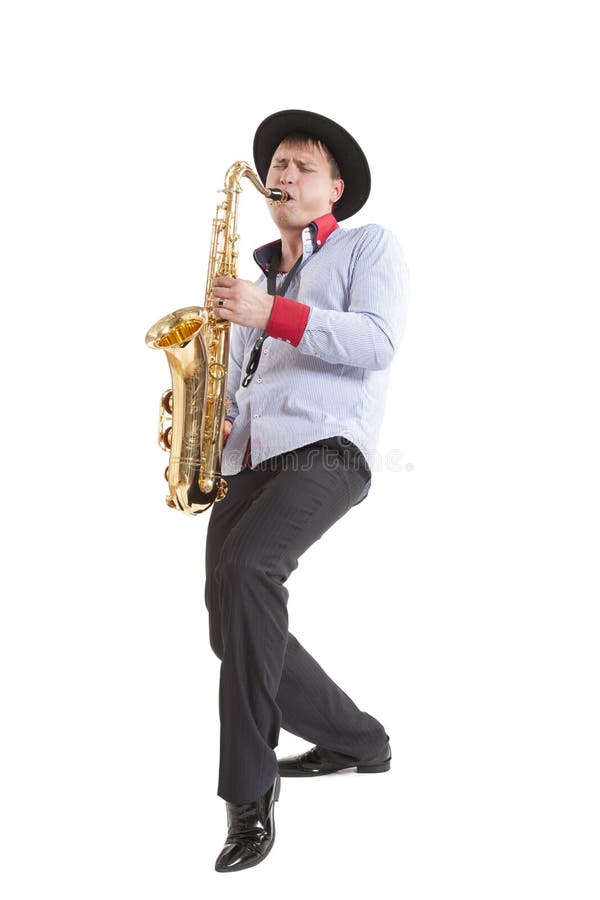 Young Man Playing On Saxophone Stock Image - Image of artist, jazz ...