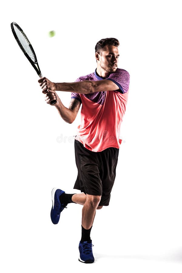 Male Tennis Player with Racket Ready To Hit a Tennis Ball Stock Photo ...
