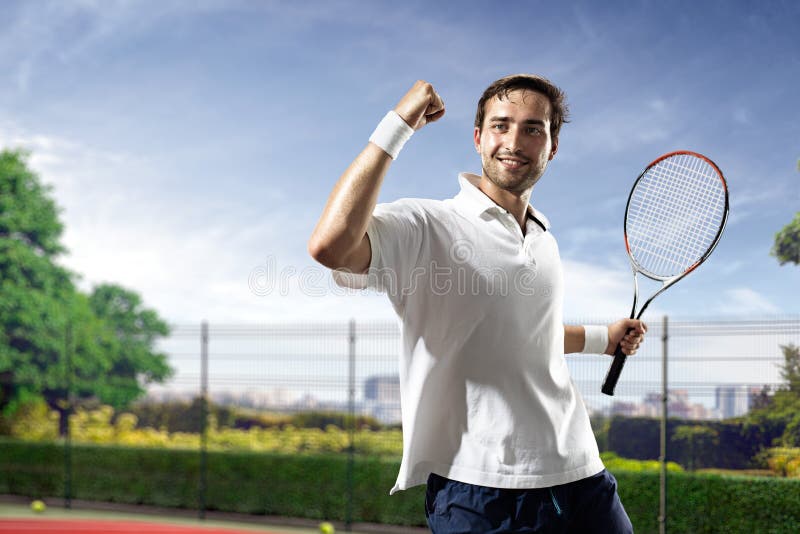 Young Man is Playing Tennis Stock Image - Image of active, male: 58701015