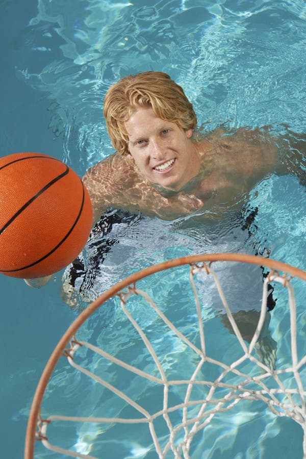 Young Man Playing Water Basketball Stock Photo - Image of ethnicity ...