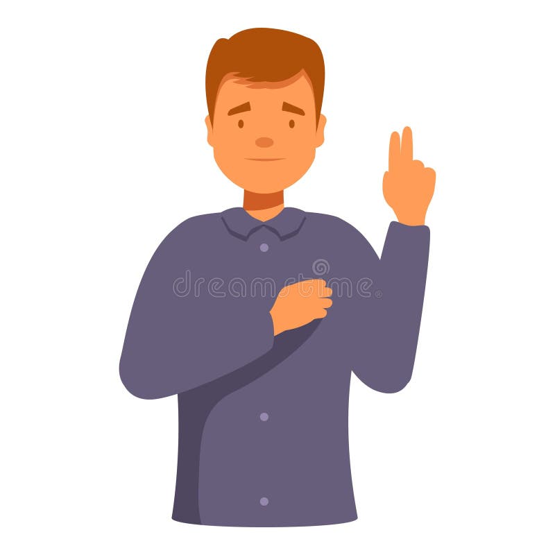 Man Taking Oath with Hand on Chest and Two Fingers Raised Stock ...