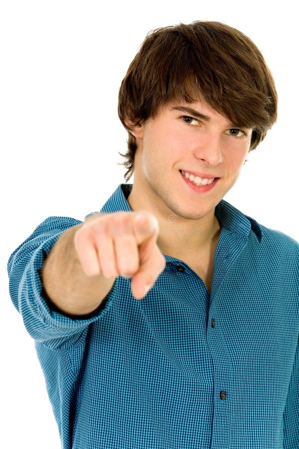 Young man pointing stock image. Image of caucasian, standing - 12937181