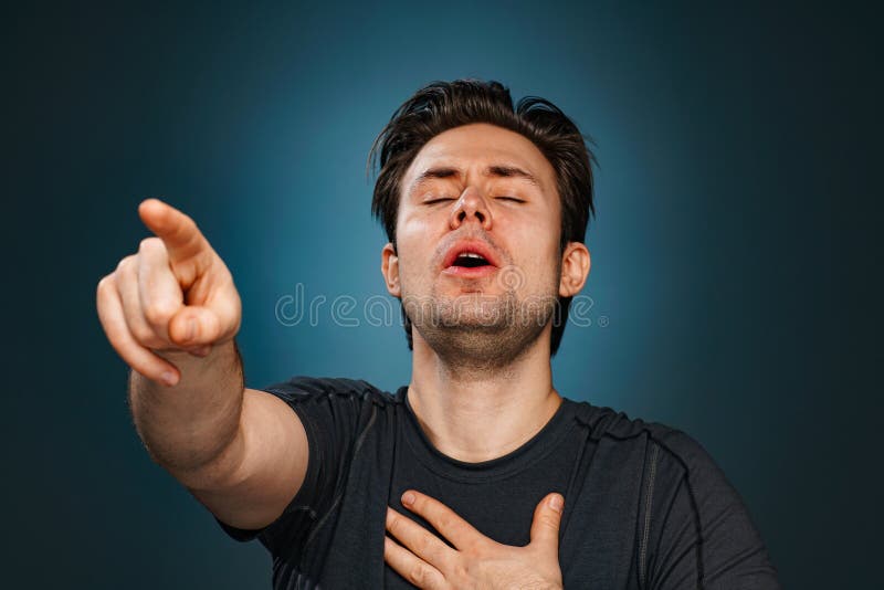 Young Man Pointing with Finger Stock Photo - Image of caucasian ...