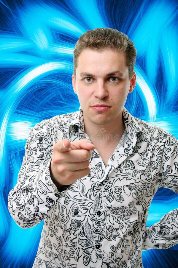 Young Man Pointing His Finger Stock Photo - Image of choose, fashion ...