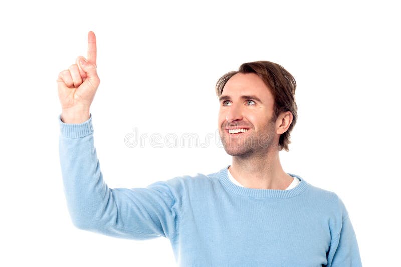 Young Man Pointing at Something Stock Image - Image of person, model ...