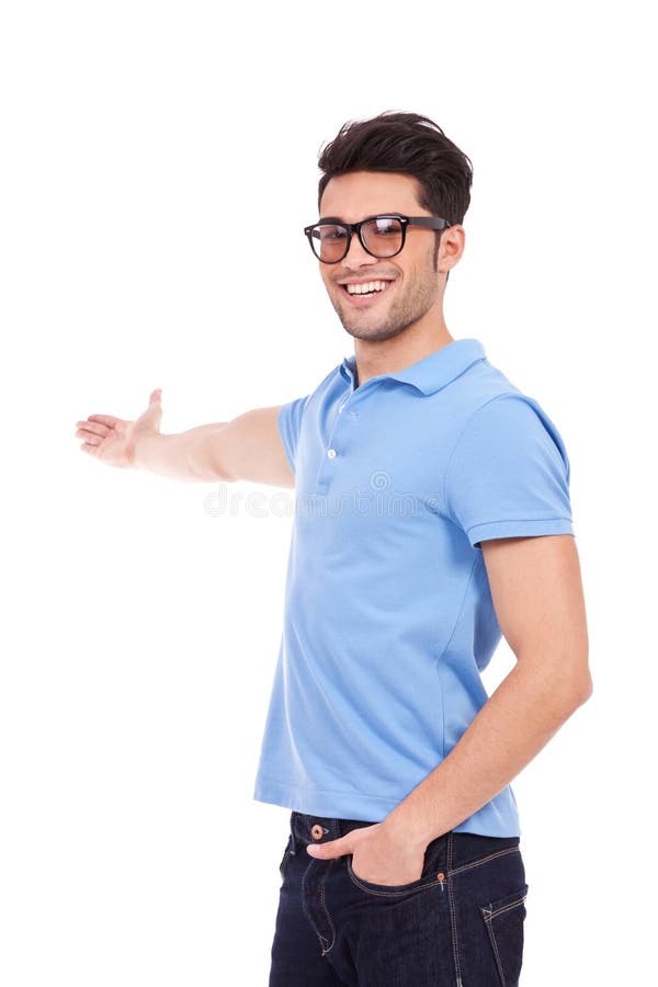 Young Man Pointing To The Back Stock Photo - Image of latin, positive ...