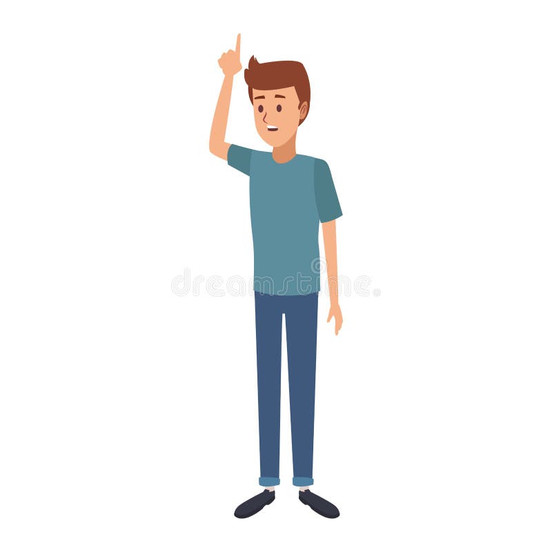Young Man Pointing Up with Hands Stock Vector - Illustration of ...