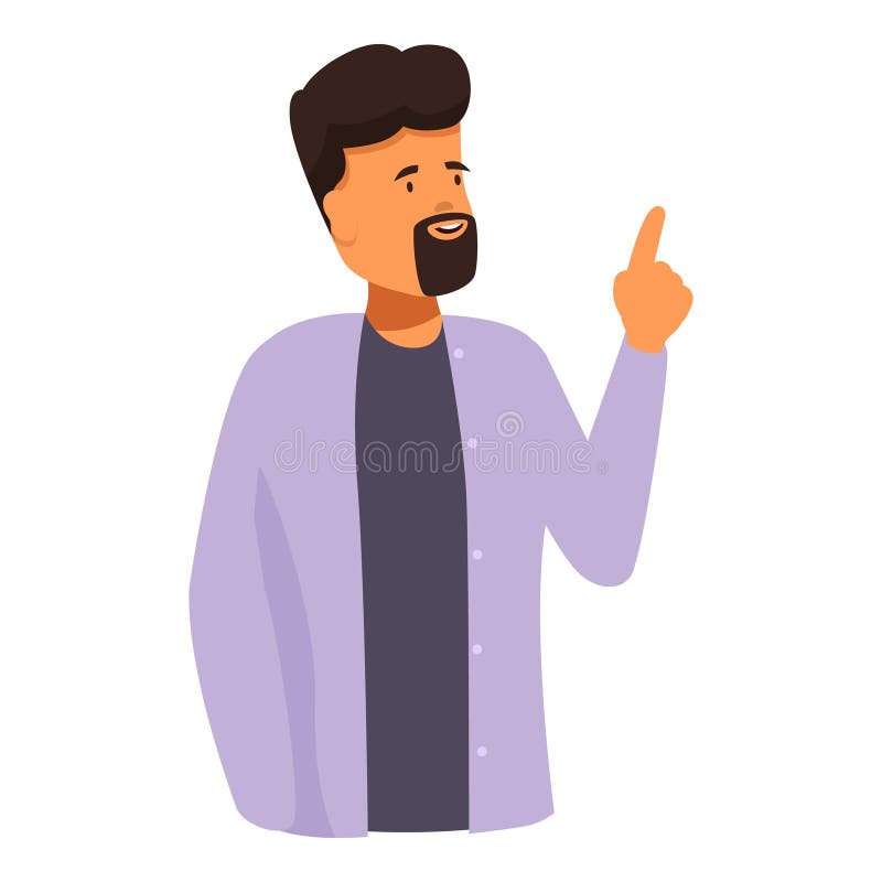 Young Man Pointing Up Having an Idea Stock Vector - Illustration of ...