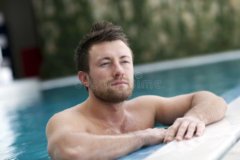 Young man in the pool stock image. Image of lake, outdoor - 47797241