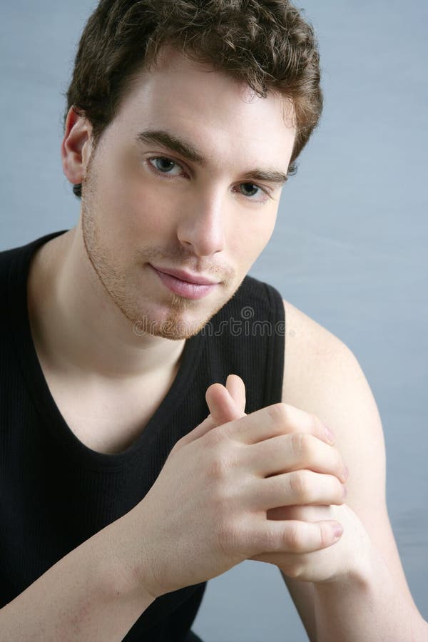 Young Man Portrait Posing Looking Camera Stock Photo - Image of human ...