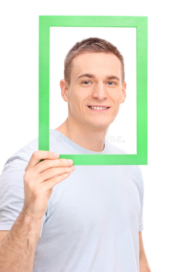 Young Man Posing Behind Green Picture Frame Stock Photos - Free ...