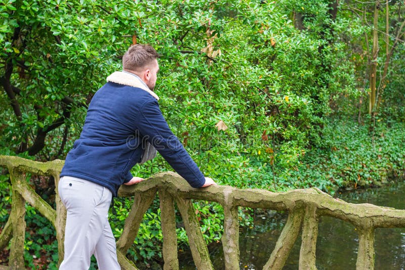 Young Man with Arms Receives Rain of Dry Leaves in Autumn Stock Image ...