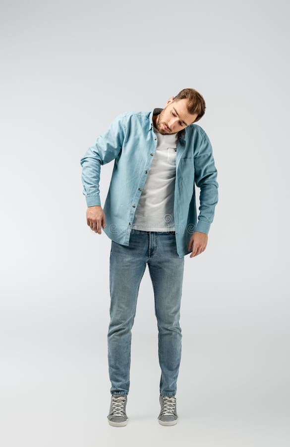 Young Man Posing Like Puppet Isolated Stock Image - Image of european ...