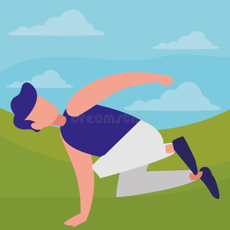 Young Man Practicing Exercice Stock Vector - Illustration of exercise ...