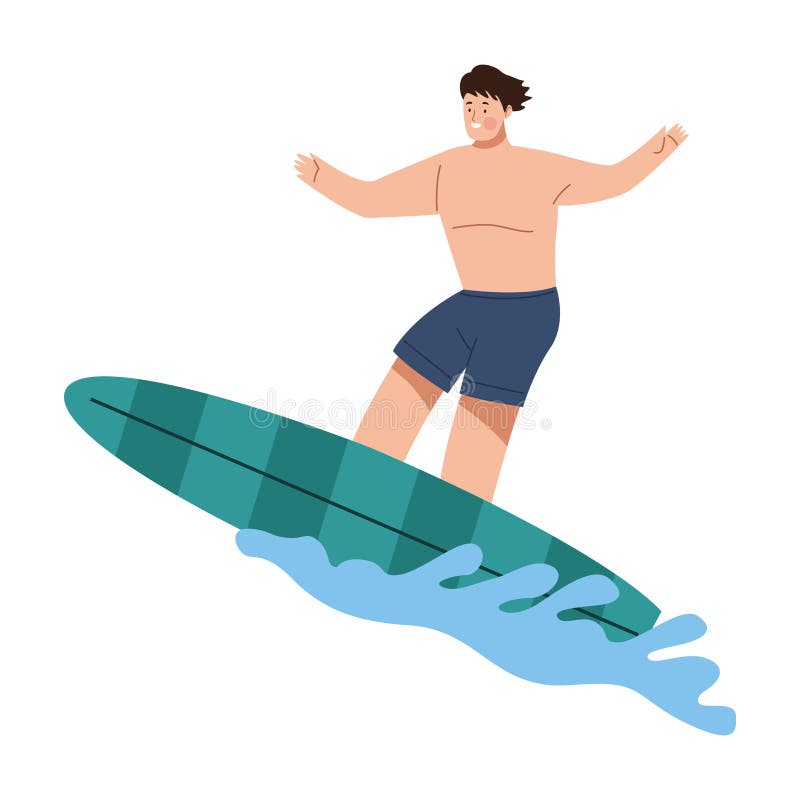 Young man practicing surf stock vector. Illustration of funny - 271118356