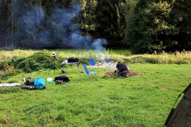 Young Man Practicing Survival Training Stock Photo - Image of ...