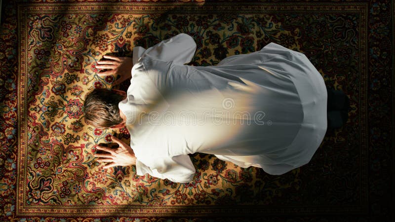 Young Man Praying on Carpet for Ramadan Stock Photo - Image of holy ...