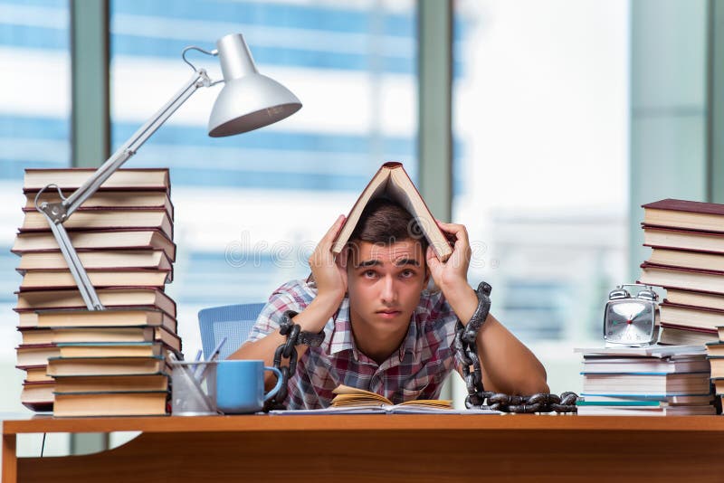 The Young Man Preparing for Graduation Exams in College Stock Image ...