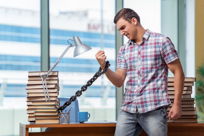 The Young Man Preparing for Graduation Exams in College Stock Image ...