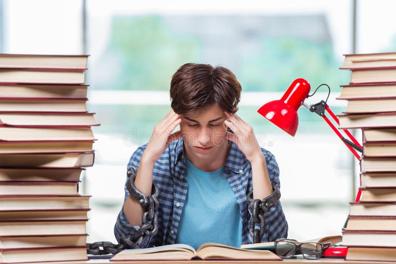 The Young Man Preparing for Graduation Exams in College Stock Image ...