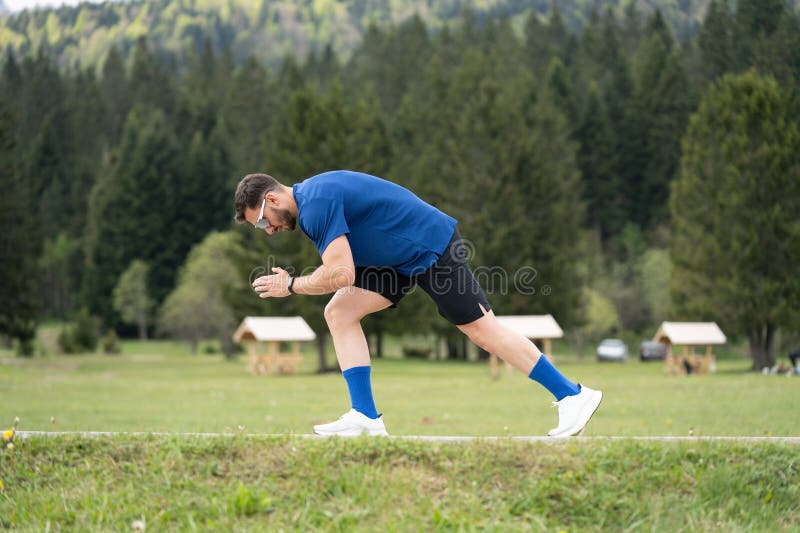 Young Man Preparing for a Sprint Stock Image - Image of running, sprint ...