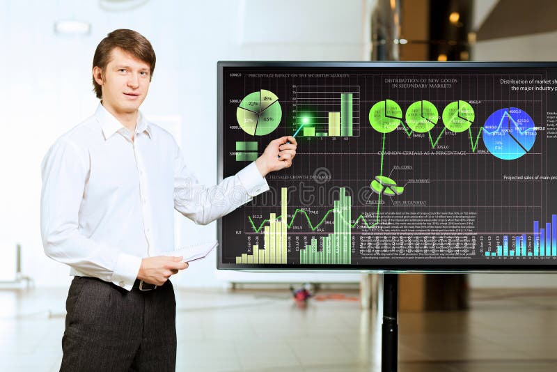 Man Presenting Data on Screen To Group Stock Photo - Image of analysis ...