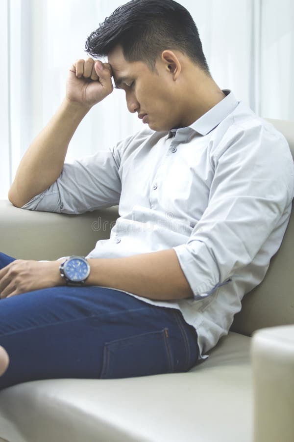 Young Man with Problems and Stress at Home Stock Photo - Image of bored ...